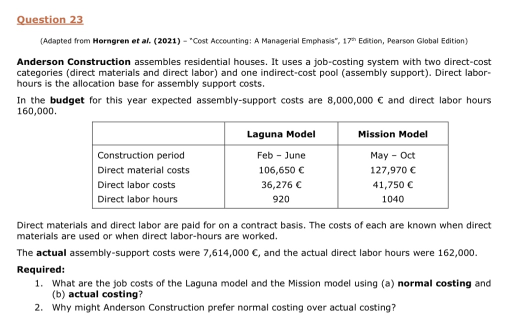 SOLVED: (Adapted from Horngren et al. (2021) - "Cost Accounting: A ...