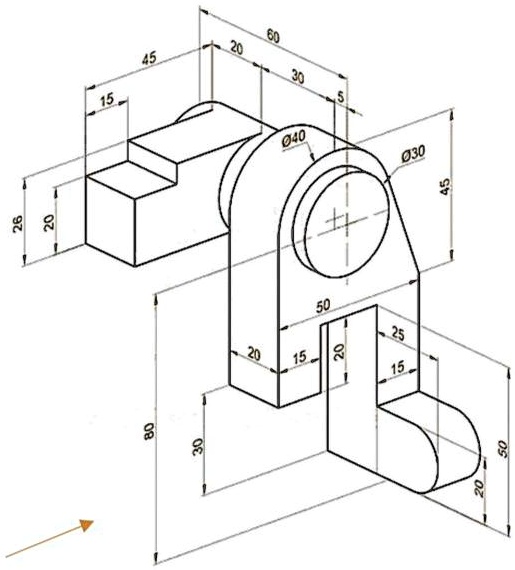 Draw front view, top view, and left-hand side view with third angle ...