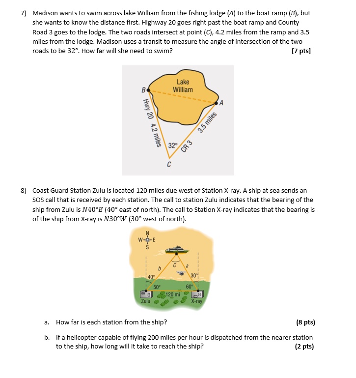 SOLVED: Madison wants to swim across Lake William from the fishing ...