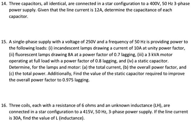 14. Three capacitors, all identical, are connected in a star ...