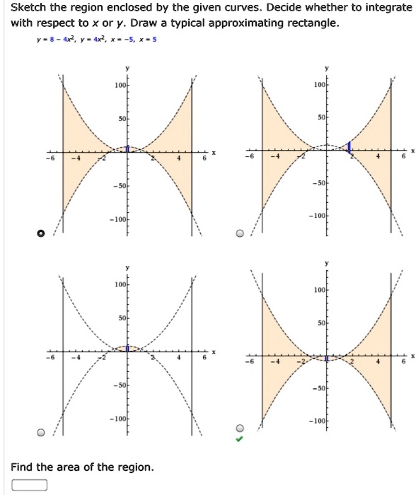 sketch the region enclosed by the given curves decide whether to ...