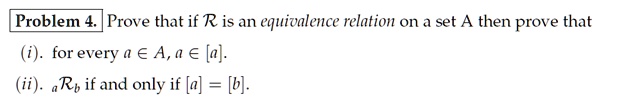 SOLVED: Problem + Prove that if R is an equivalence relation on set A ...