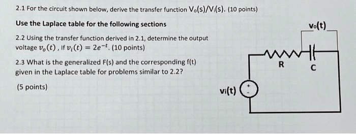 21 for the circuit shown below derive the transfer function vosvis 10 points use the laplace ...