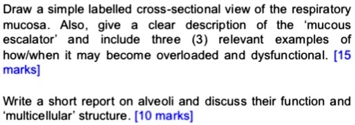 Draw a simple labelled cross-sectional view of the respiratory mucosa ...