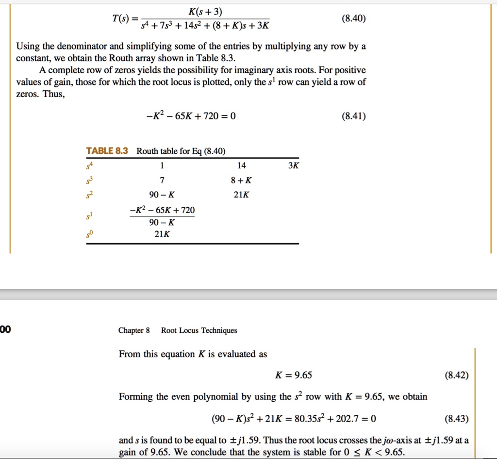 can someone explain how to find the intersection of root locus and imaginary axis from routh ...