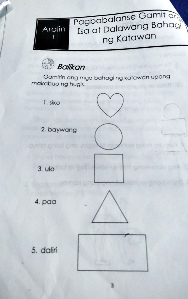 SOLVED: Aralin 1 Pagbabalanse Gamit ang Isa at Dalawang Bahagi ng ...