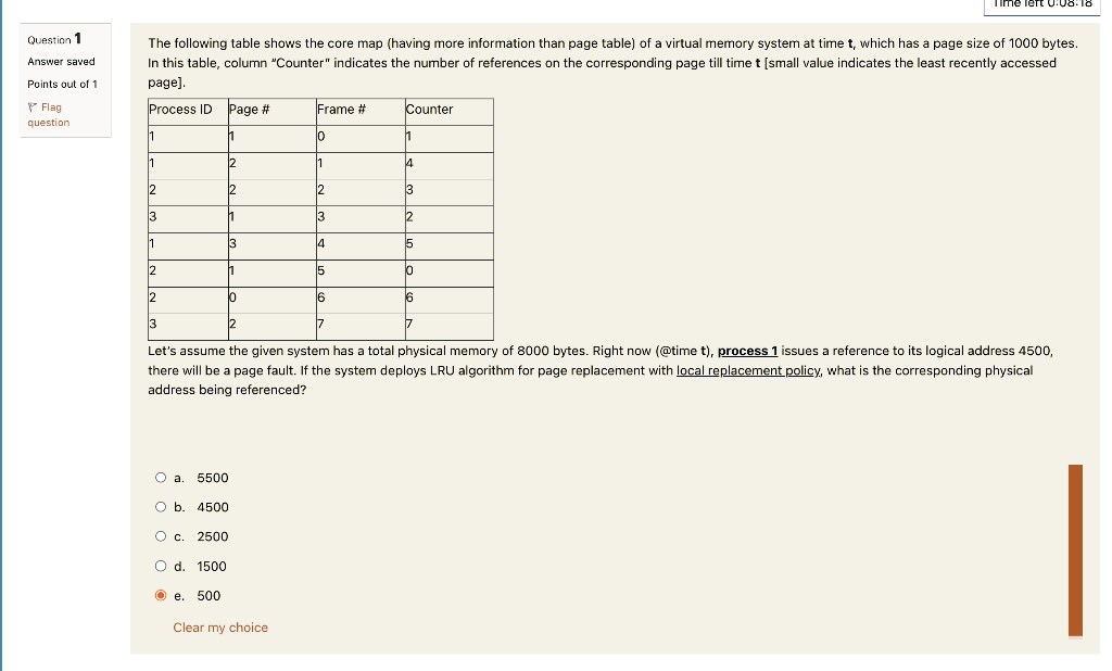 SOLVED: The following table shows the core map (containing more ...