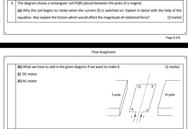 SOLVED: The diagram shows rectangular coil PQRS placed between the ...