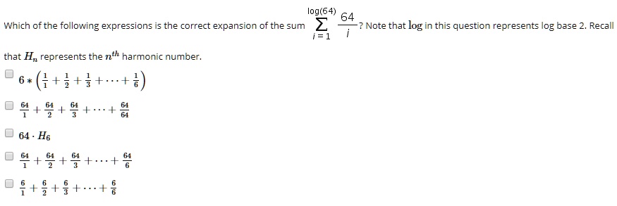 SOLVED: 1og(64) Which ofthe following expressions is the correct ...