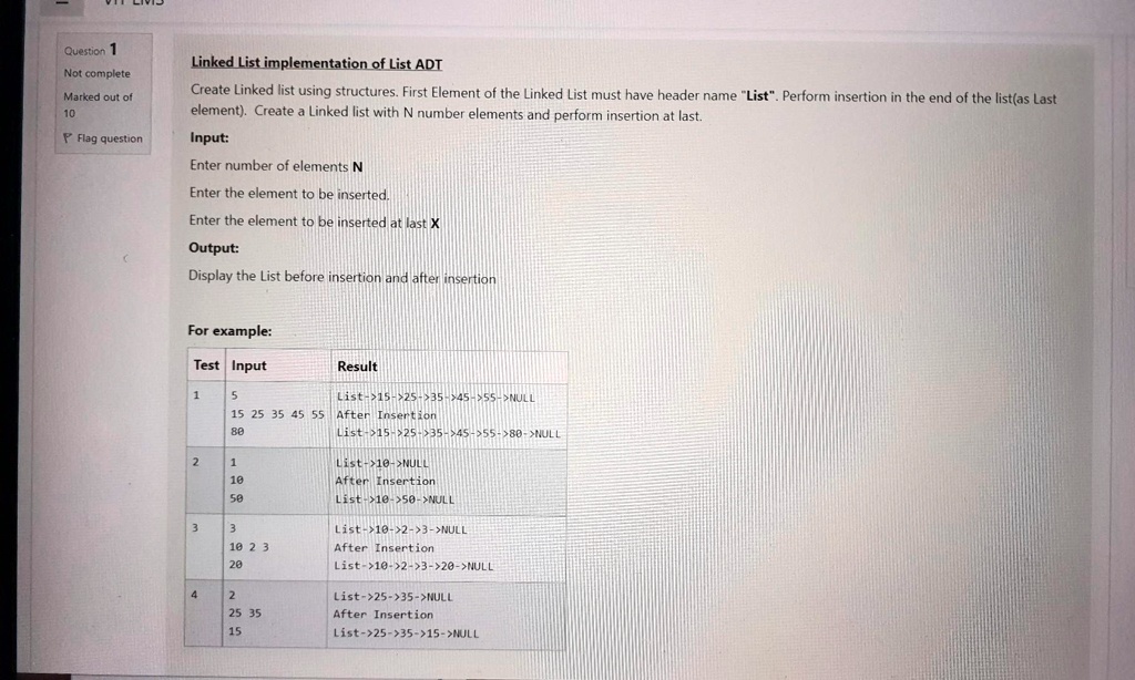SOLVED: Linked List Implementation of List ADT Create a Linked list ...
