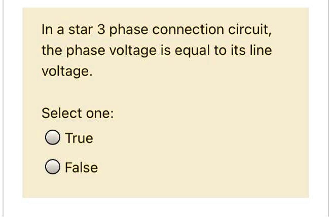 SOLVED: In a star 3-phase connection circuit, the phase voltage is ...