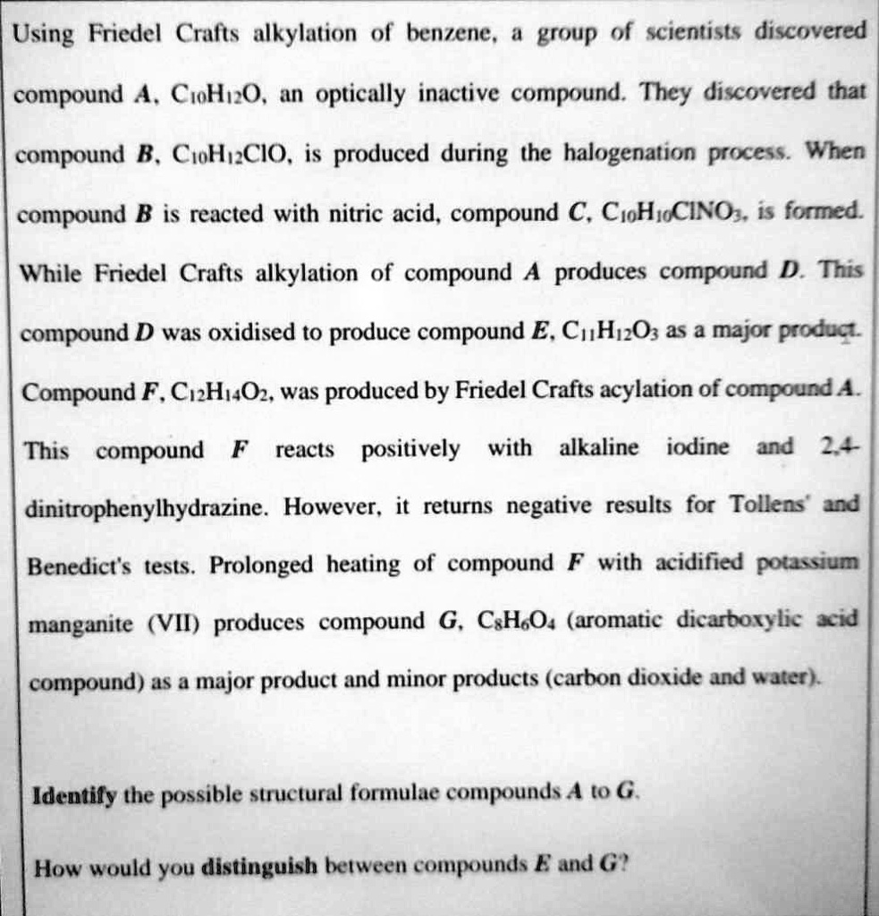 SOLVED:Using Friedel Cralts alkylation o benzene; group of scientists ...