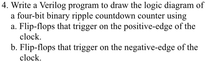 Solved Write A Verilog Program To Draw The Logic Diagram Of A Four Bit Binary Ripple Countdown 
