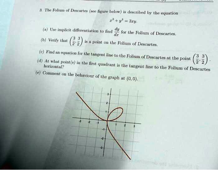 3. The Folium of Descartes (see figure below) is described by the ...