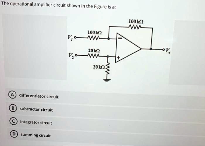 Solved The Operational Amplifier Circuit Shown In The Figure Is A 100 MÎ© 100kÎ© 20kÎ© 20Î
