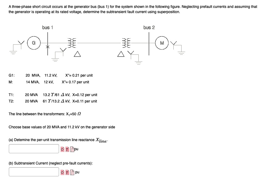 SOLVED: A three-phase short circuit occurs at the generator bus (bus 1) for the system shown in ...