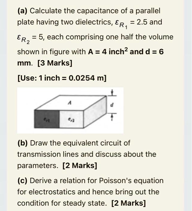 SOLVED: (a) Calculate the capacitance of a parallel plate capacitor ...
