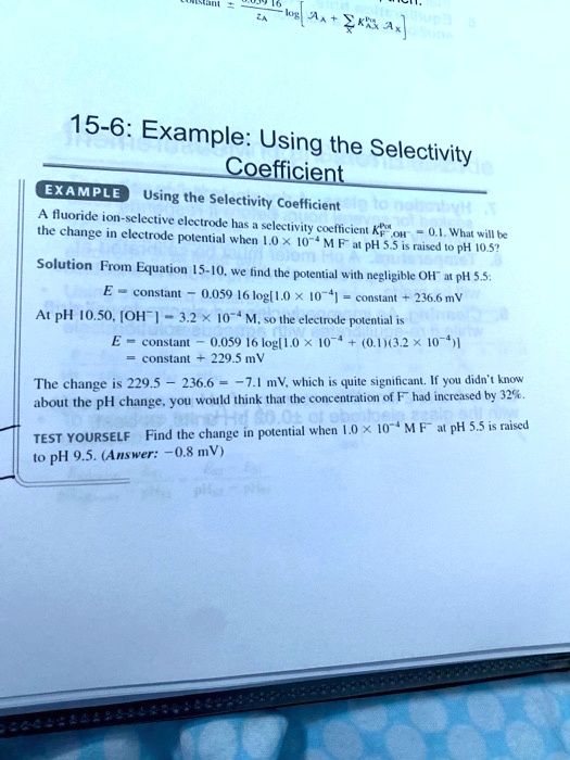 ykr 15 6 example using the selectivity coefficient exampld using the ...