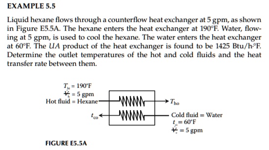 example 55 liquid hexane flows through a counterflow heat exchanger at ...