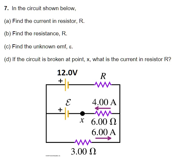 SOLVED: 7. In the circuit shown below. (a) Find the current in resistor, R. (b) Find the ...