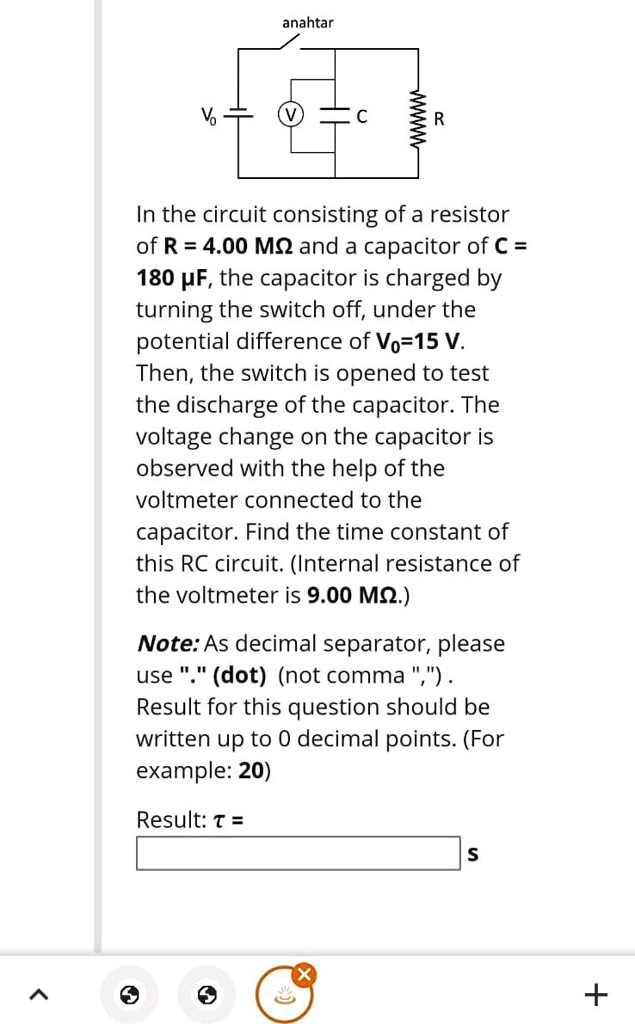 anahtar in the circuit consisting of a resistor of r400 mq and a ...