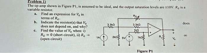 SOLVED: Problem 1) The op-amp shown in Figure P1 is assumed to be ideal, and the output ...