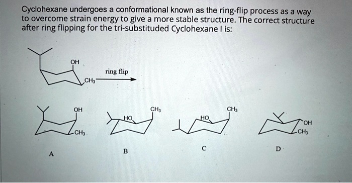 cyclohexane undergoes a conformational known as the ring flip process ...