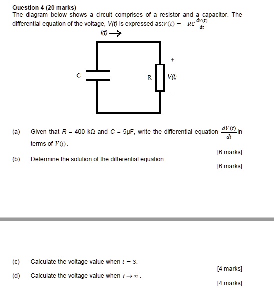 SOLVED: Question (20 marks): The diagram below shows a circuit comprising a resistor and ...