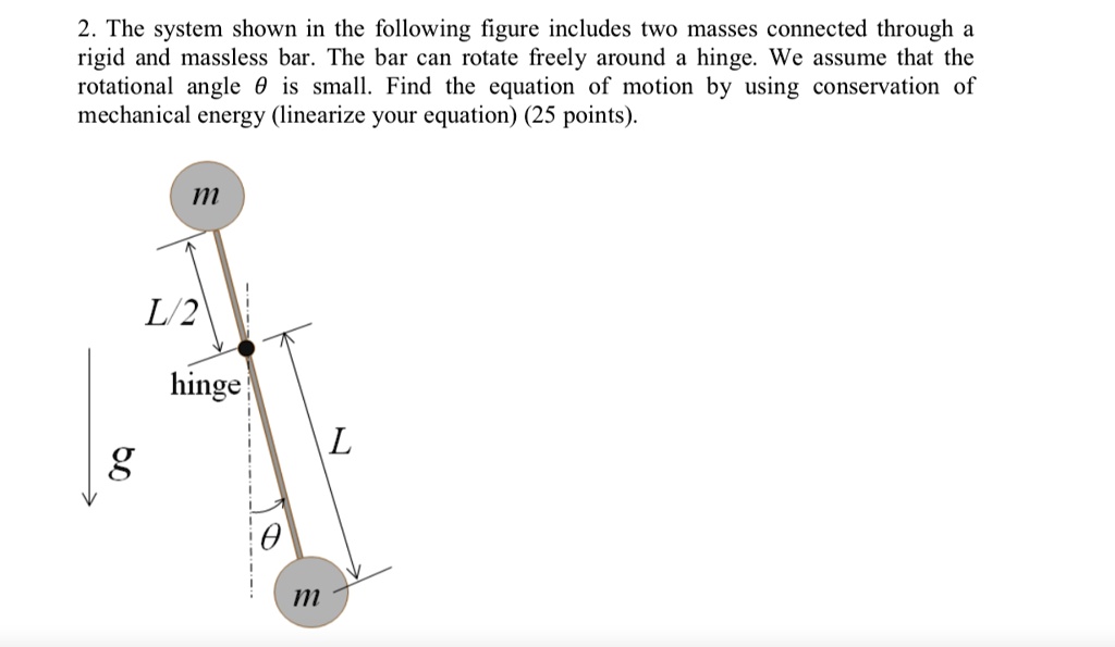 SOLVED: 2. The system shown in the following figure includes two masses connected through a ...