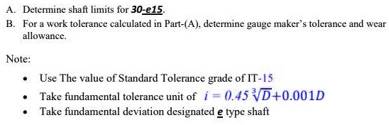 SOLVED: Determine shaft limits for 30-215. For a work tolerance ...