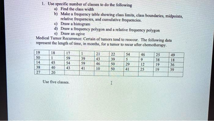 SOLVED: Use a specific number of classes to do the following: - Find ...