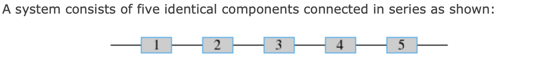 SOLVED: A system consists of five identical components connected in series as shown: -1-2-4-5