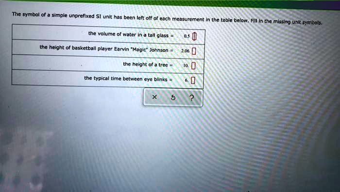 thae symbal of simple unprefixed si unlt has been left off of each ...