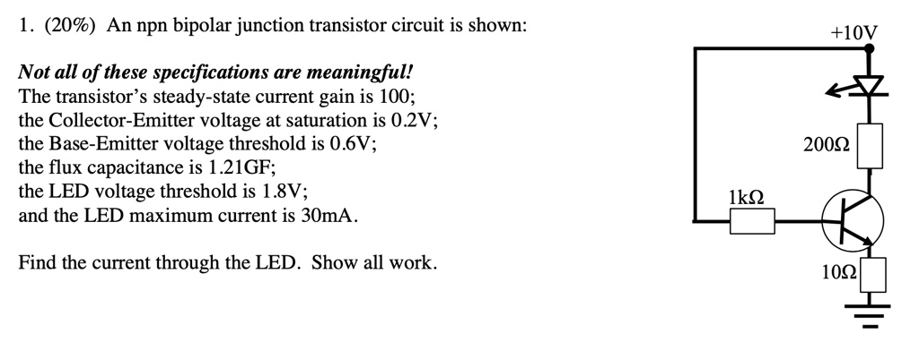 SOLVED: An npn bipolar junction transistor circuit is shown: The ...