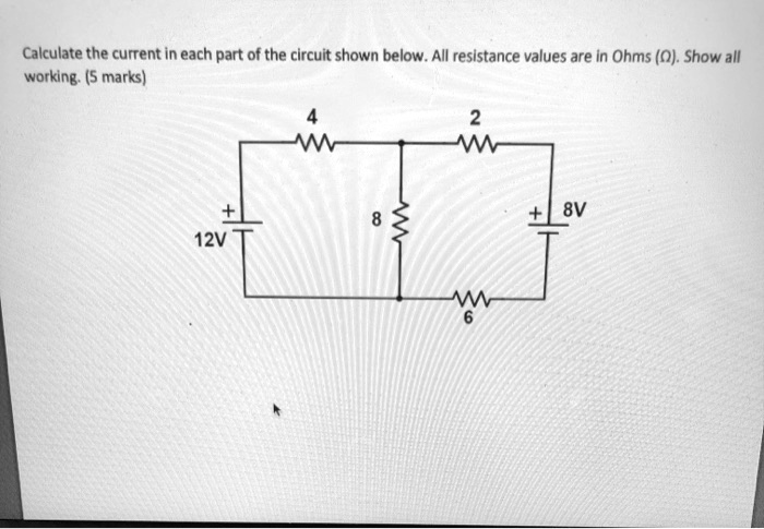SOLVED:Calculate the current in each part of the circuit shown below ...