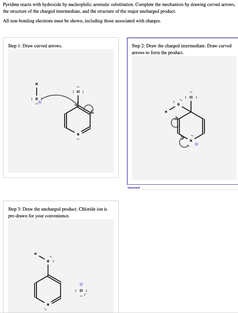 SOLVED: Pyridine reacts with hydroxide by nucleophilic aromatic substitution. Complete the ...