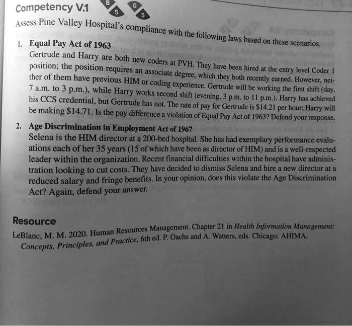 competency va assess pine valley hospital compliance with the following ...