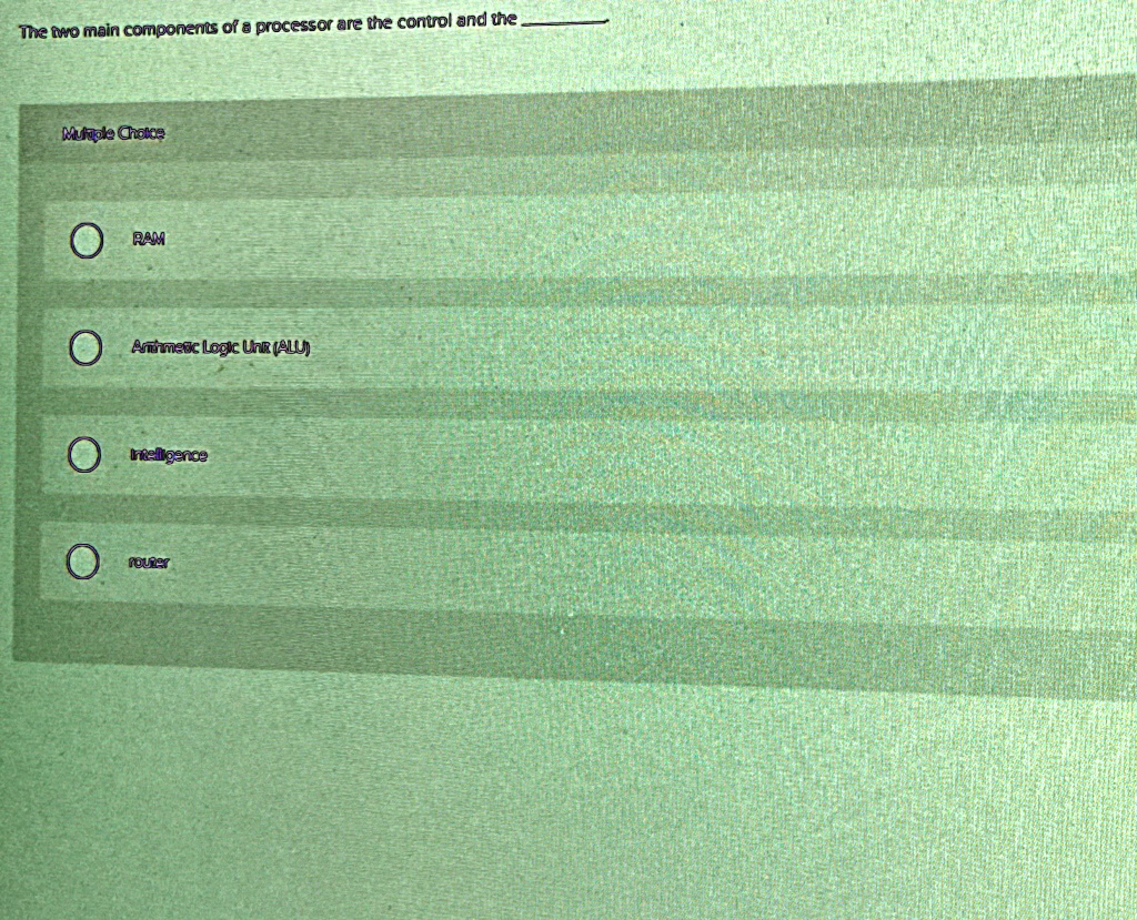the two main components of a processor are the control and the multiple choice ram arithmetic ...