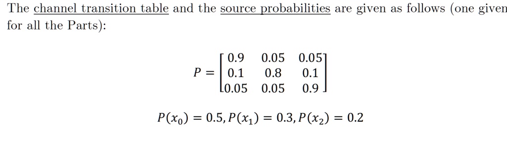 SOLVED: 1. Determine the channel capacity. (Use 4 decimal places) 2 ...