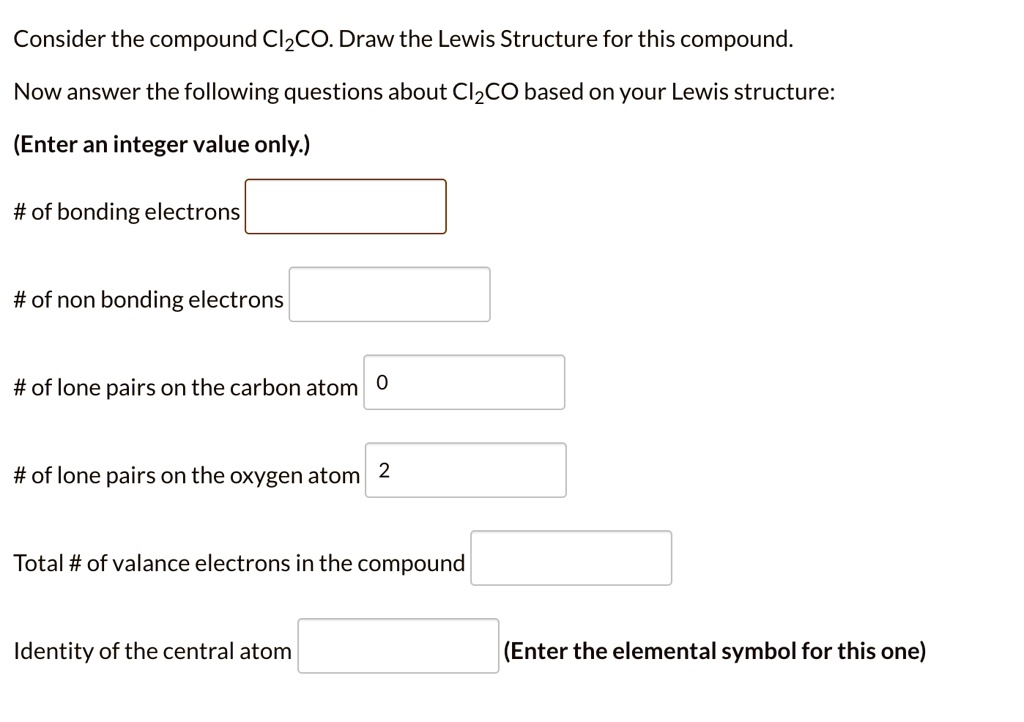 consider the compound cizco draw the lewis structure for this compound ...