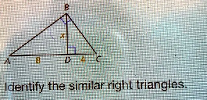 SOLVED: Identify the similar right triangles.