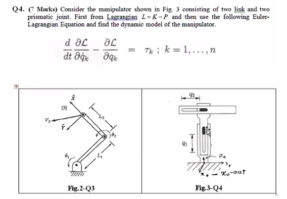 SOLVED: Q4. 7 Marks Consider the manipulator shown in Fig. 3 consisting of two links and two ...