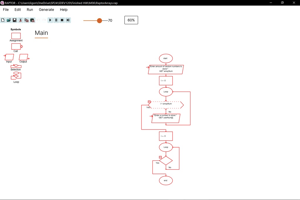 Raptor C24120hw06rap File Edit Run Generate Help Symbols Main Assignment Input Output 