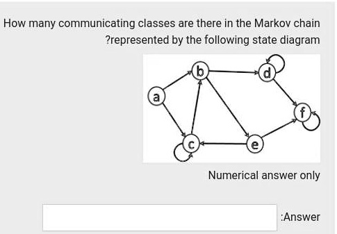 SOLVED: How many communicating classes are there in the Markov chain ?represented by the ...