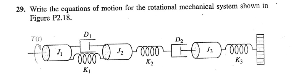 SOLVED: Write the equation of motion for the rotational mechanical system shown in Figure P2.18 ...