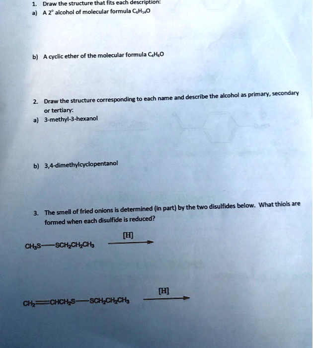 1. Draw the structure that fits each description: a) A 2º alcohol of ...