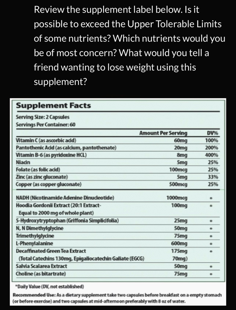 SOLVED: Texts: Review the supplement label below. Is it possible to ...