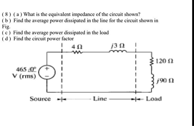 (8) (a) What is the equivalent impedance of the circuit shown? (b) Find ...