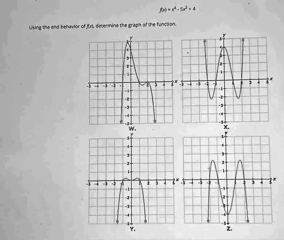 fxx 5x 4 uslng the end behavlor 0f flx determine the graph ofthe ...