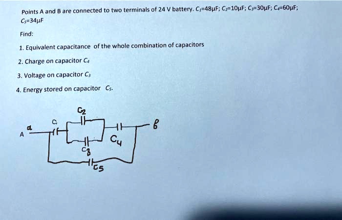 SOLVED:are connected t0 two terminals of 24 battery; C,-48uF; Cp-1OuF ...
